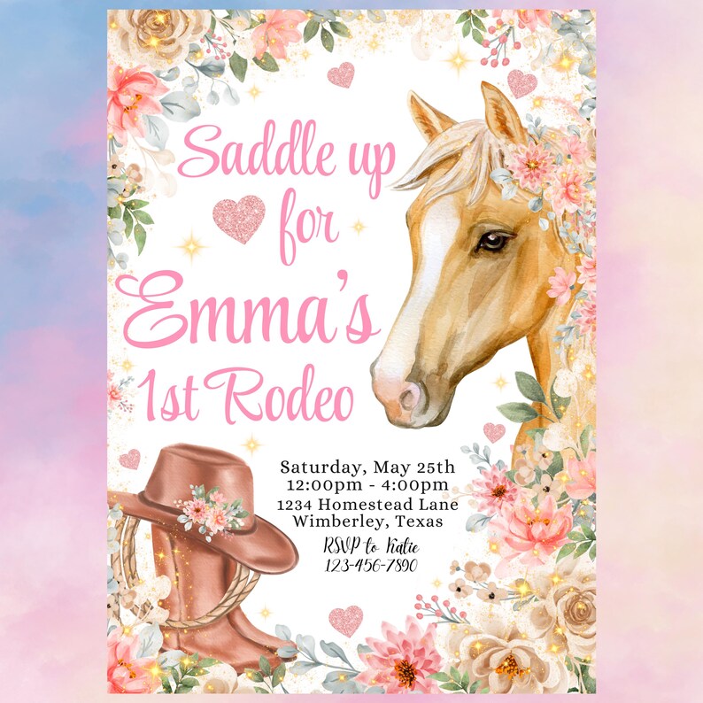 EDITABLE 1st Birthday Invitation, Horse Invitation, First Rodeo, First ...