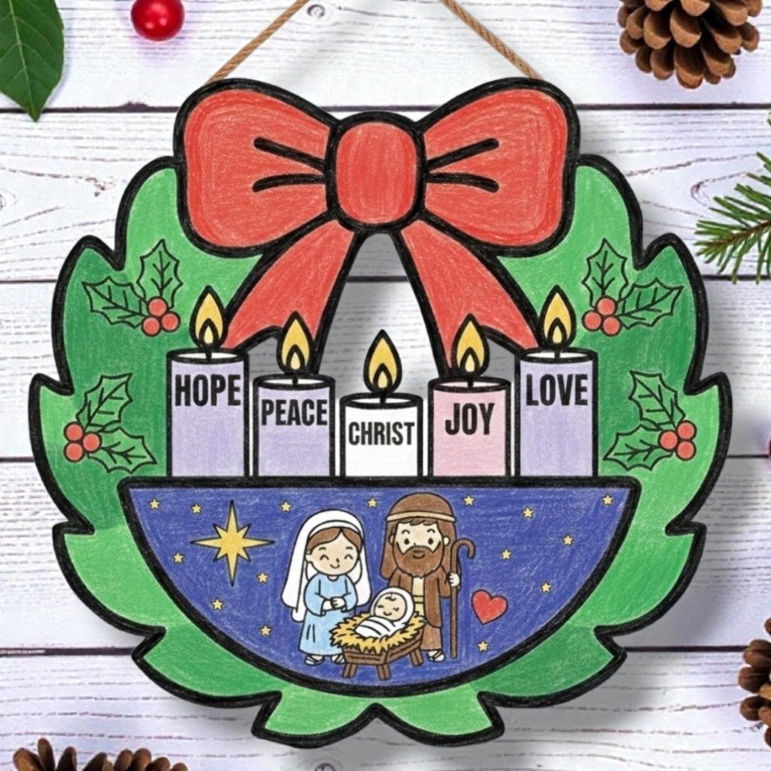 Advent Sunday School Craft, Advent Wreath Christmas Coloring Page ...
