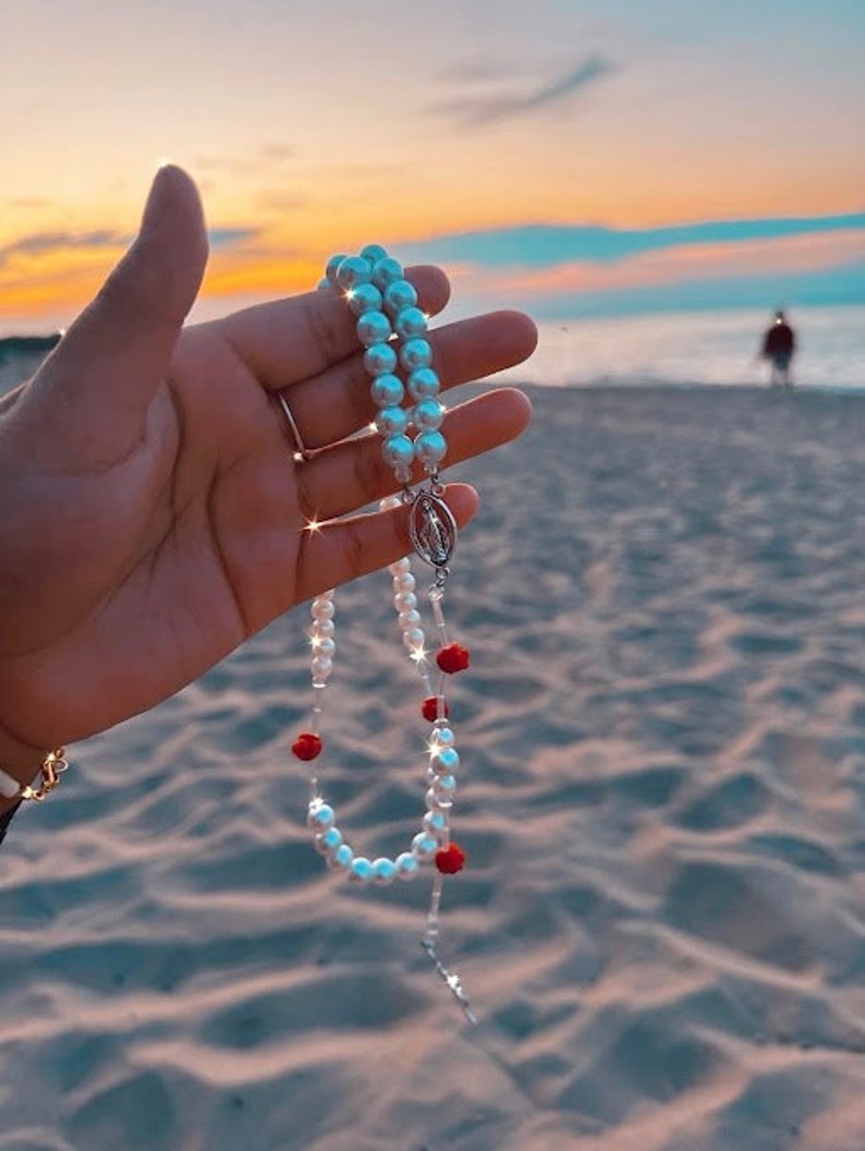 Handmade the Immaculate Conception Freshwater Pearl Rose Rosary ...