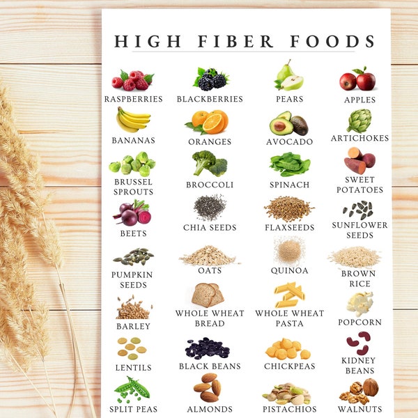 High Fiber Food Chart - Etsy
