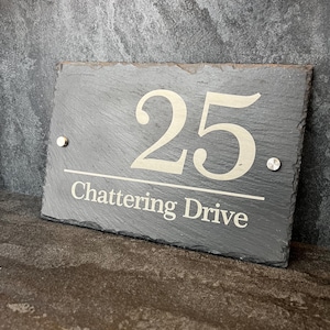 Slate Engraved House Sign - Personalised Slate Home Plaque - Modern ...