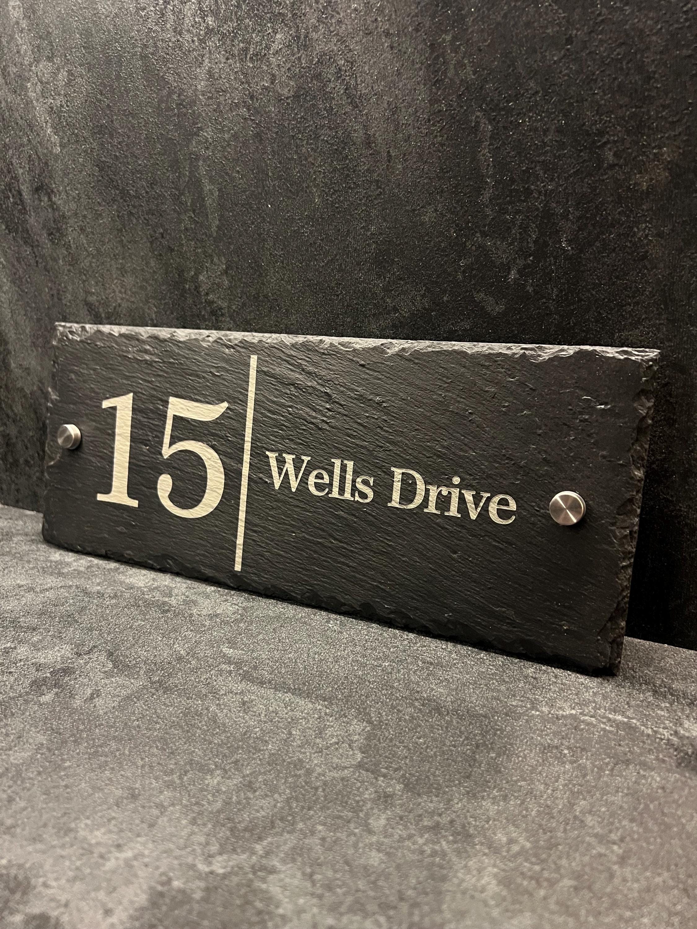 Slate Engraved House Sign Personalised Slate Home Plaque Modern Home ...
