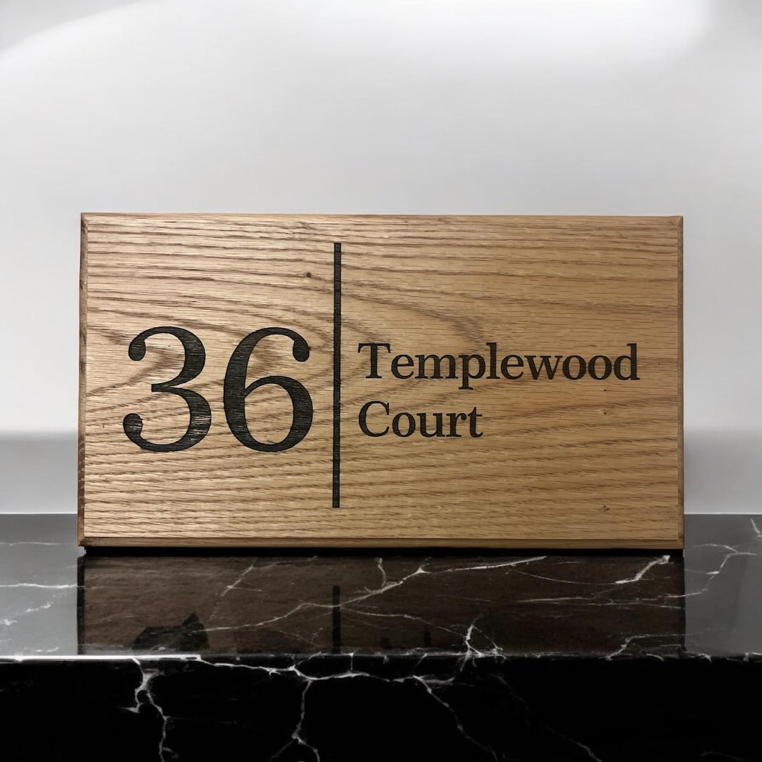 Oak Engraved House Sign - House Number Plaque - House Name Signs - Oak ...