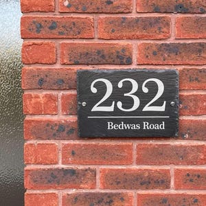 Slate Engraved House Sign - Personalised Slate Home Plaque - Modern ...