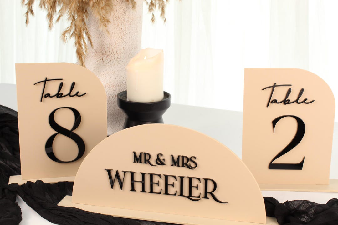 Acrylic Top Table Sign – Wedding Table Sign, Wedding Table Decor ...
