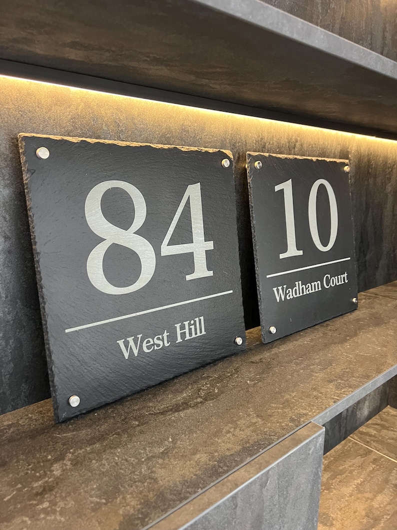 Slate Custom Engraved House Sign Personalised Slate Home Plaque Modern ...