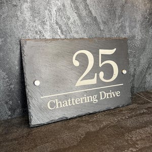Slate Engraved House Sign - Personalised Slate Home Plaque - Modern ...