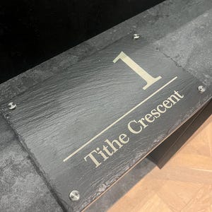 Slate Engraved House Sign - Personalised Slate Home Plaque - Modern ...