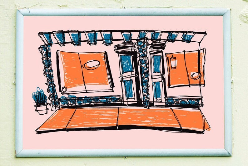 The Strip Mall Los Angeles screenprint retro 1950s style | Etsy