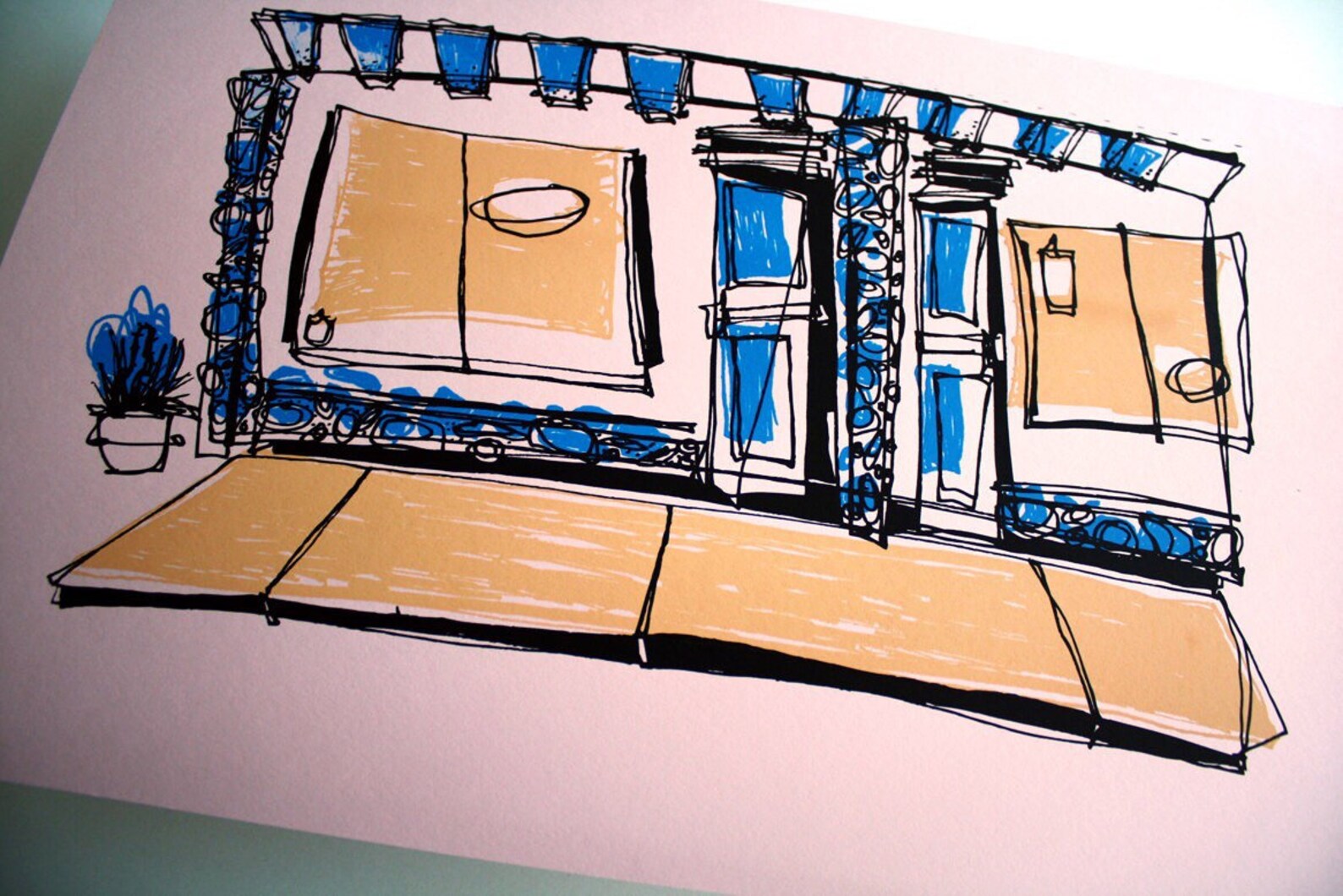 The Strip Mall Los Angeles screenprint retro 1950s style | Etsy