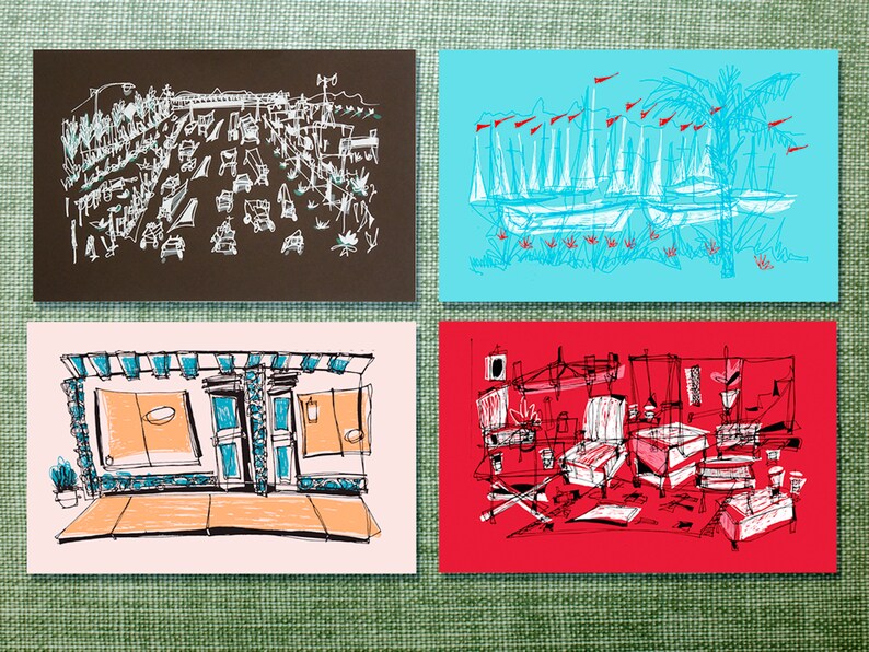 The Strip Mall Los Angeles screenprint retro 1950s style | Etsy