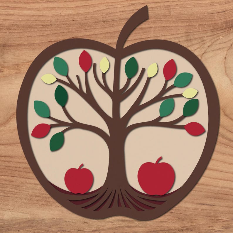 Autumn Fall Apple Tree Leaves Papercut Svg - Etsy