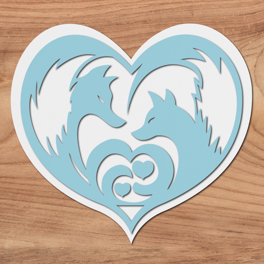 Fox Heart Papercut Svg - Etsy
