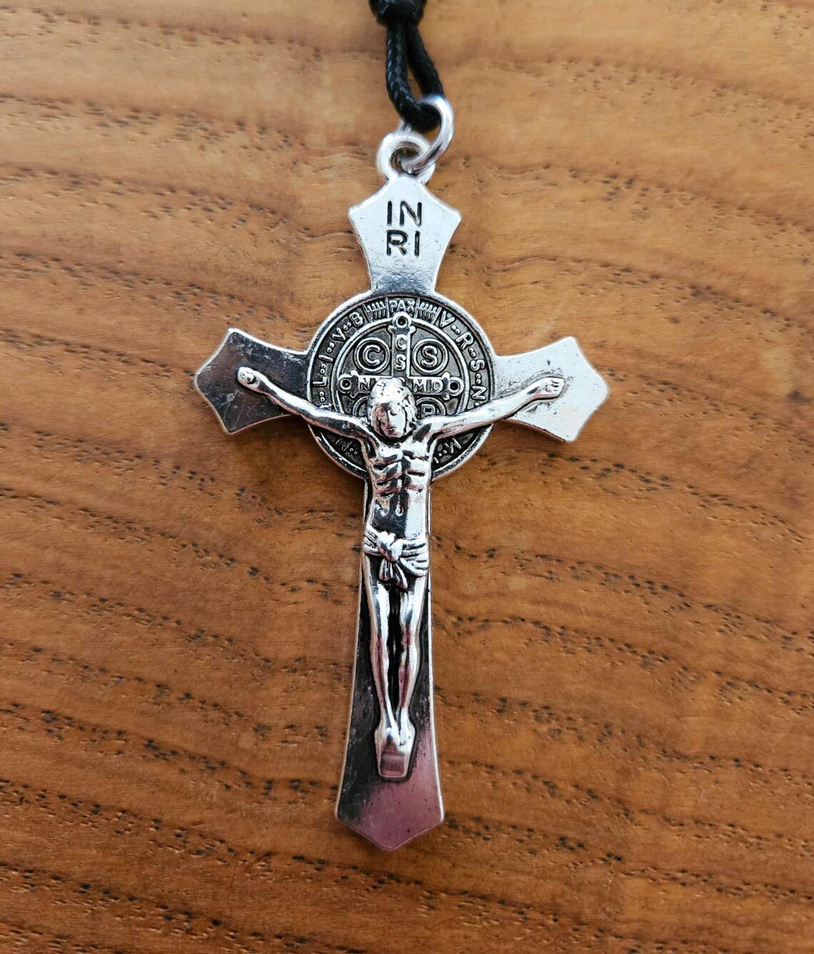 Exorcism Rosary With Dark Black Beads, St. Benedict Silver Crucifix and ...