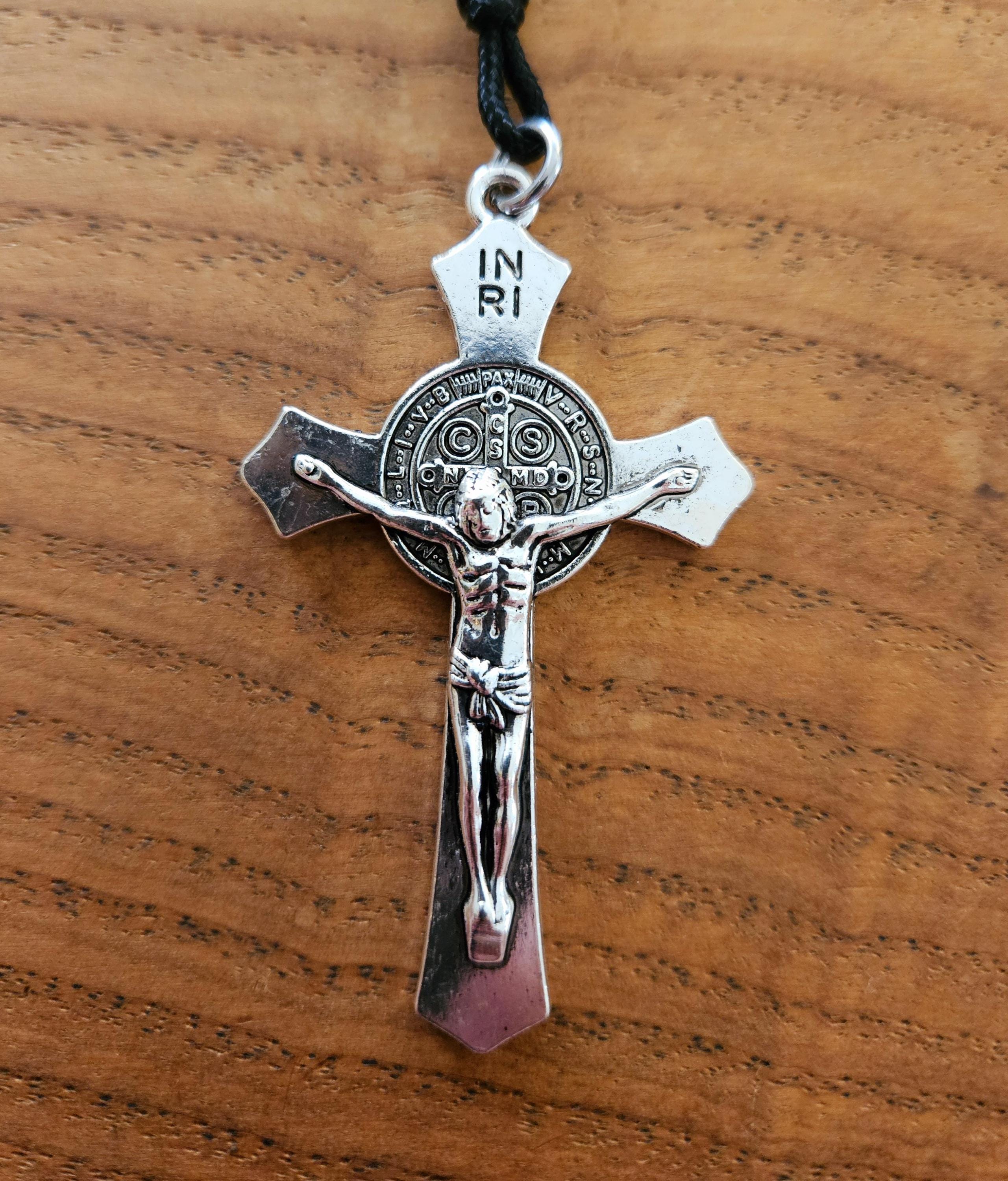 Exorcism Rosary With Dark Black Beads, St. Benedict Silver Crucifix and ...