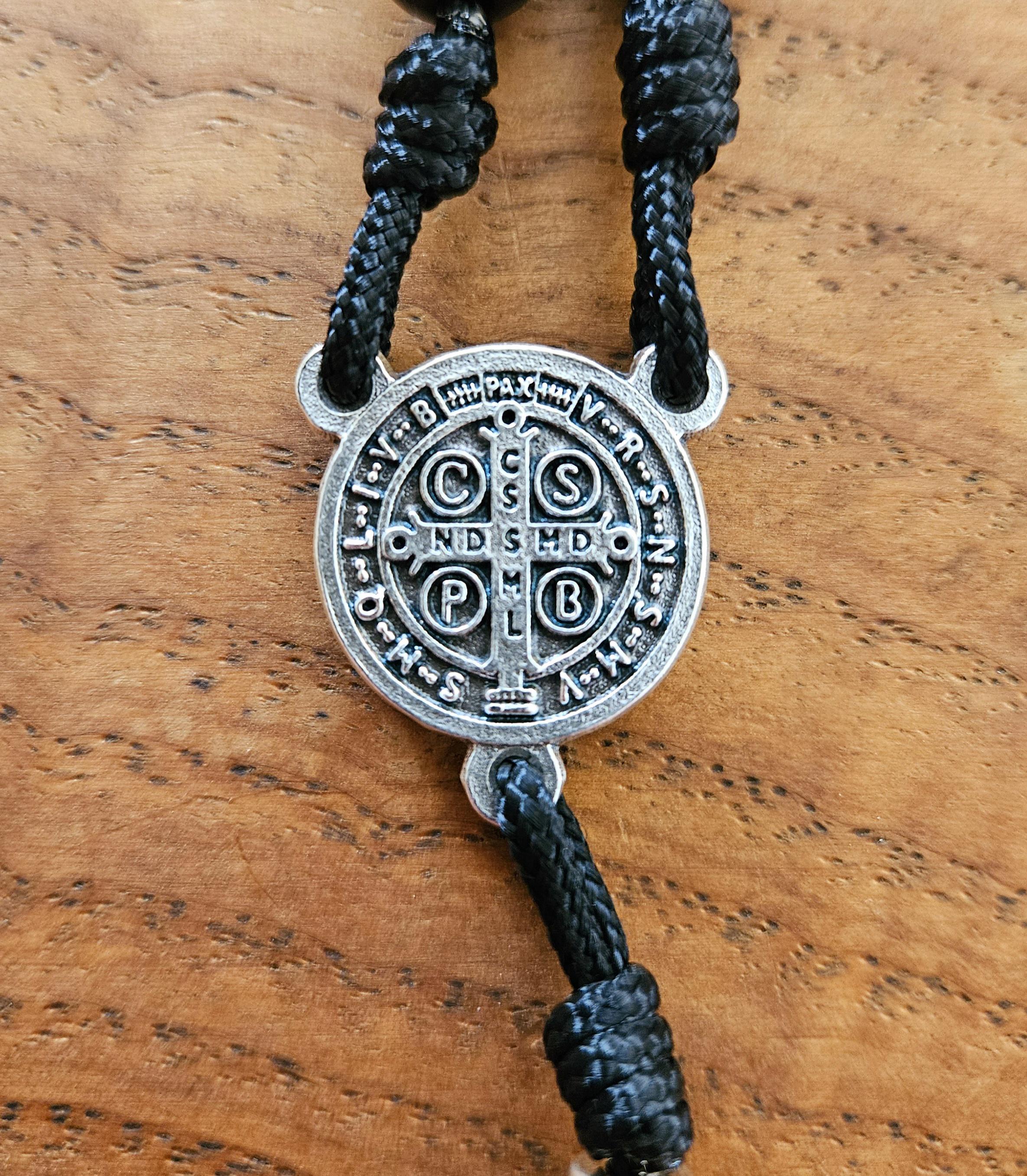 Exorcism Rosary With Dark Black Beads, St. Benedict Silver Crucifix and ...