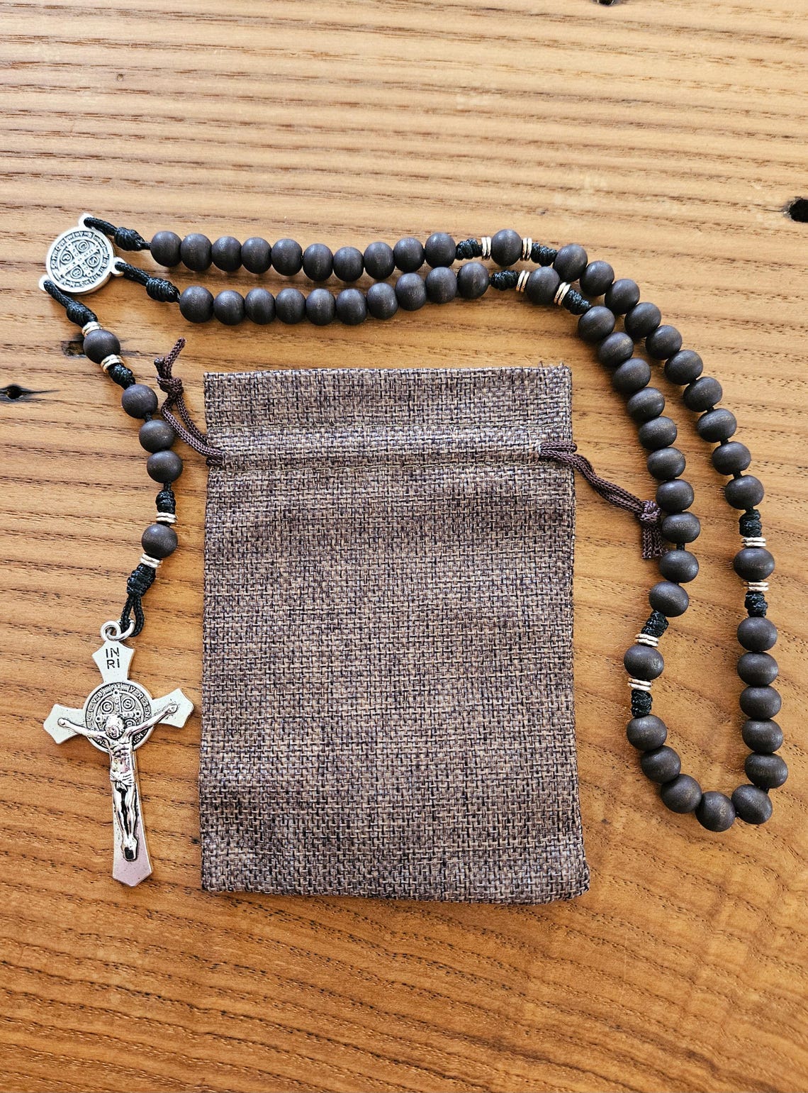 Exorcism Rosary With Dark Black Beads, St. Benedict Silver Crucifix and ...