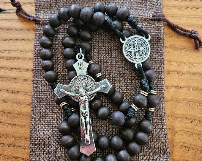St Benedict Rosary Beads Hematite Gunmetal Black Protection From Evil ...