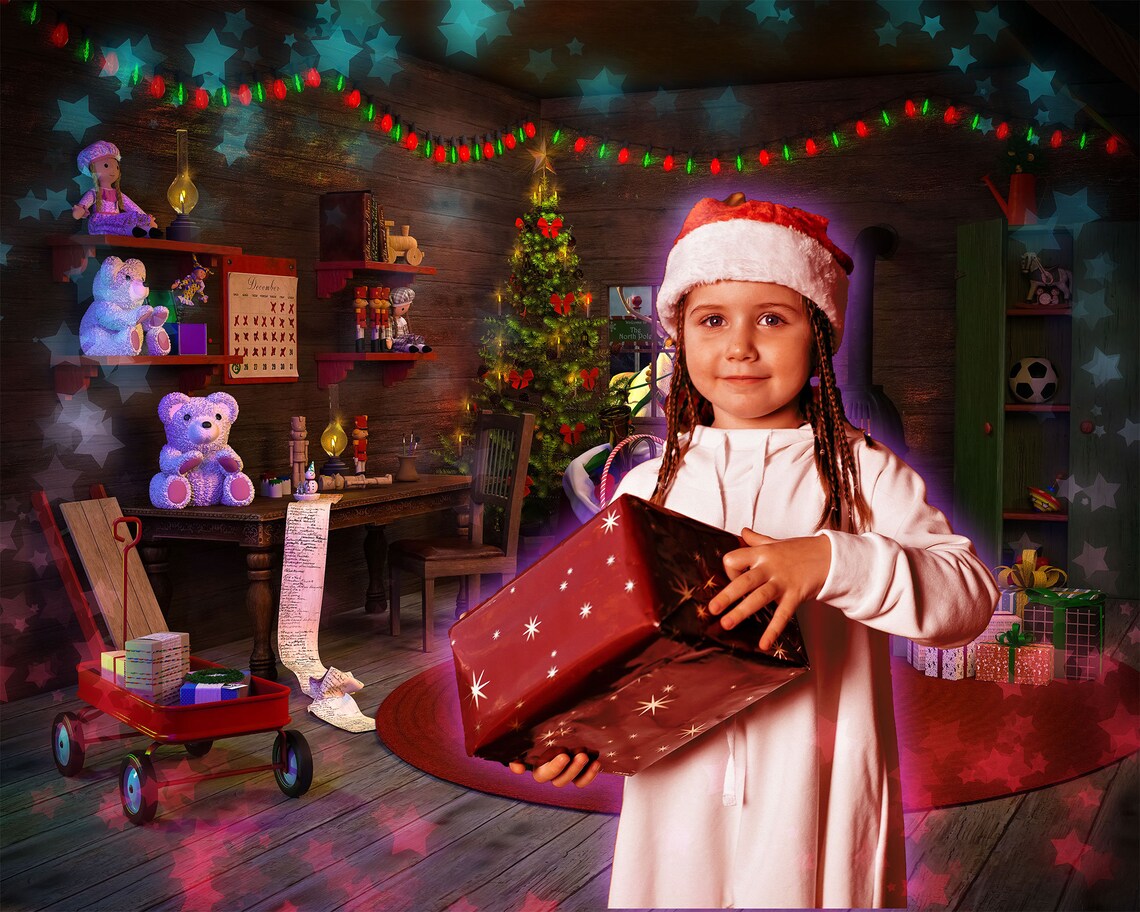 Santa's Toy Workshop Digital Background: Christmas Photography (instant ...