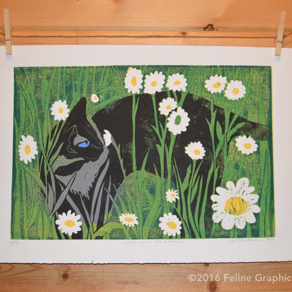 Cat Block Print - Etsy