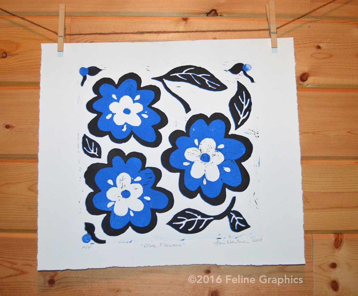 Flower Linoleum Block Prints