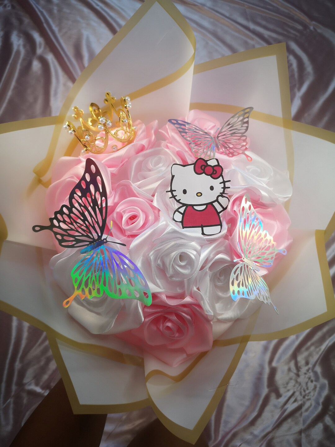 Hello Kitty Eternal Rose Bouquet 12 Count With Crown - Etsy
