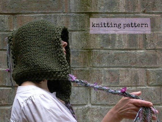 Pixie hood knitting pattern instant download . faery | Etsy