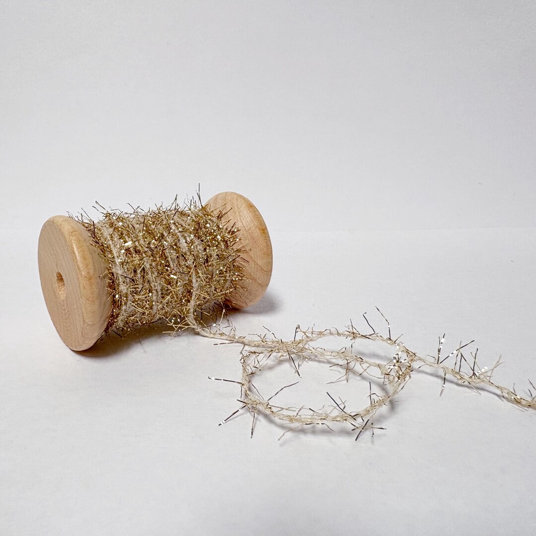 Mini Gold Tinsel Trim 10yd . Tiny Garland . Holiday Gift Wrap Ribbon ...
