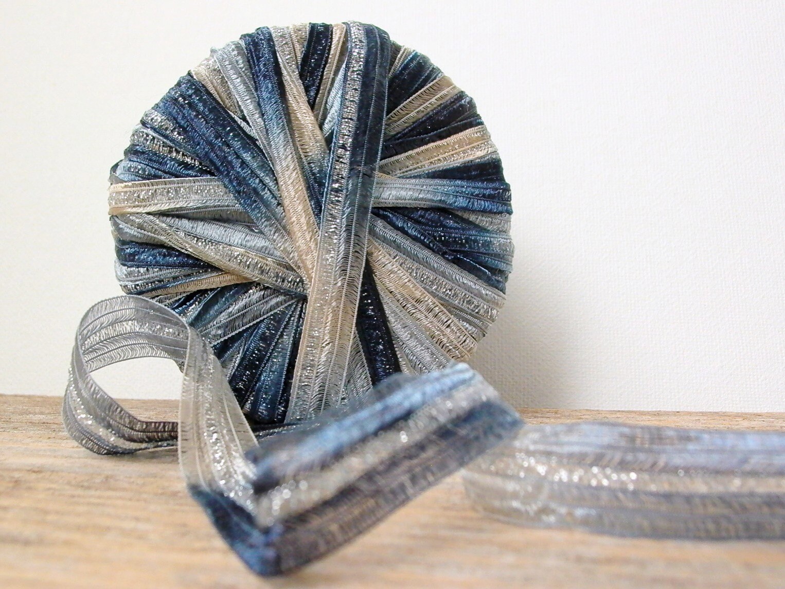 5yd Louisa Harding Sari Ribbon Yarn Glint 08 . Navy Ice Blue - Etsy Israel