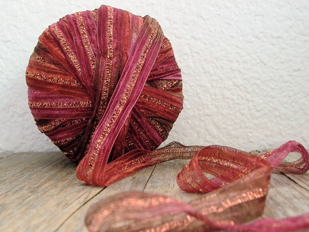 5yd Louisa Harding Sari Ribbon Yarn Harvest 34 . Rust Brown Berry ...