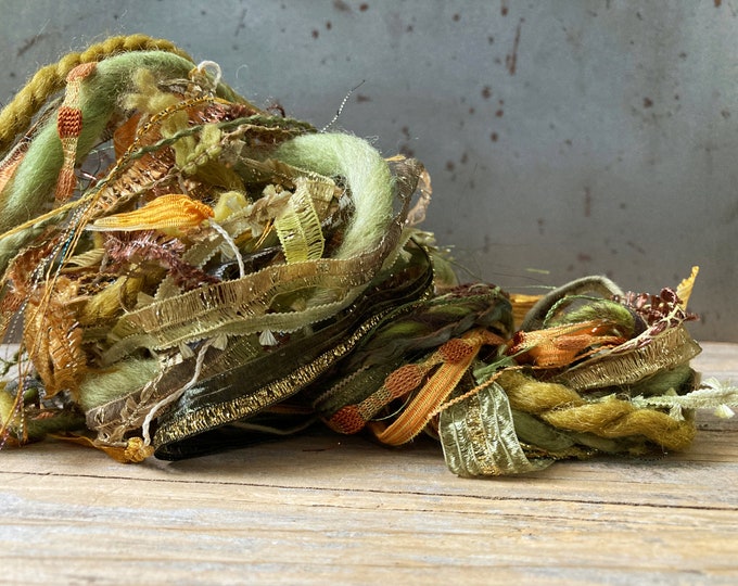 Mustard Greens Fringe Effects™ 21x1= 21yd Art Yarns Ribbons Fiber ...