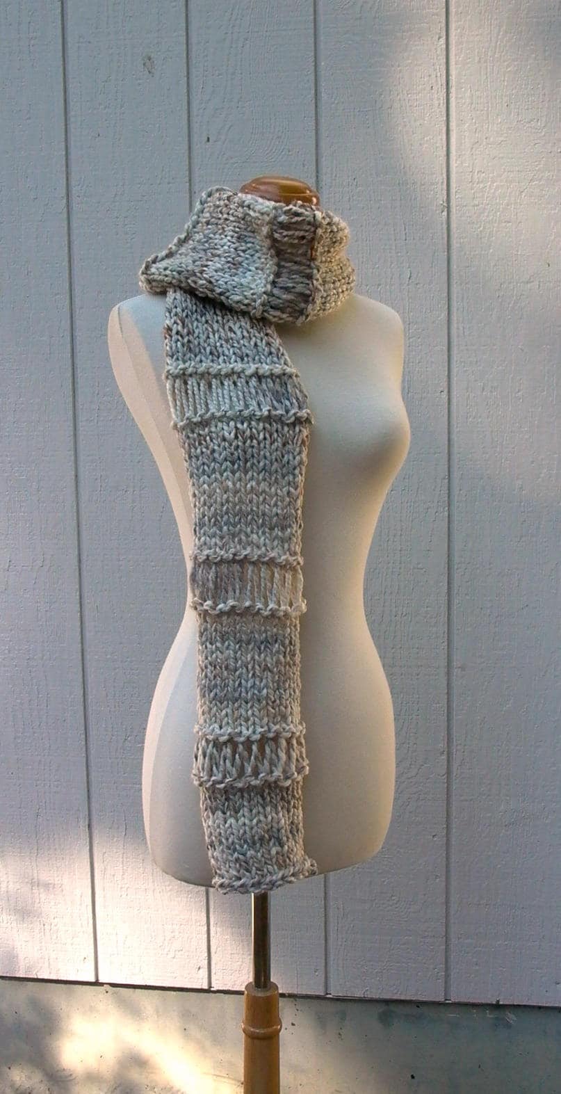 Drop-down Scarf. Easy Knitting Pattern . Chunky Knit Scarf Pattern ...