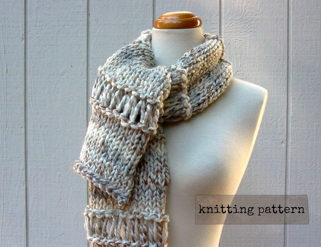 Drop-down Scarf. Easy Knitting Pattern . Chunky Knit Scarf Pattern ...