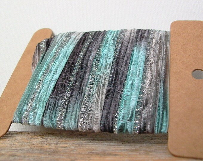 5yd Louisa Harding Sari Ribbon Yarn Charcoal Sky 28 . Aqua Gray ...