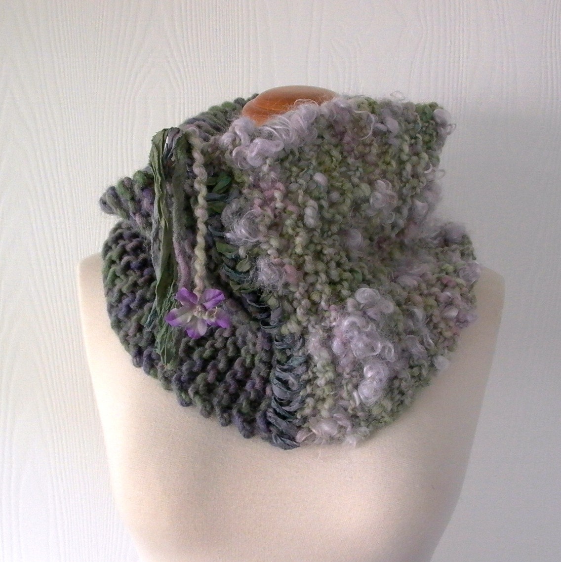 Knitting Pattern Pdf . Art Yarn Cowl Pattern . Bohemian Cowl Knitting ...
