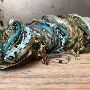 Algae Fringe Effects™ Art Yarn Bundle 18x1= 18yd . Olive Green Teal ...