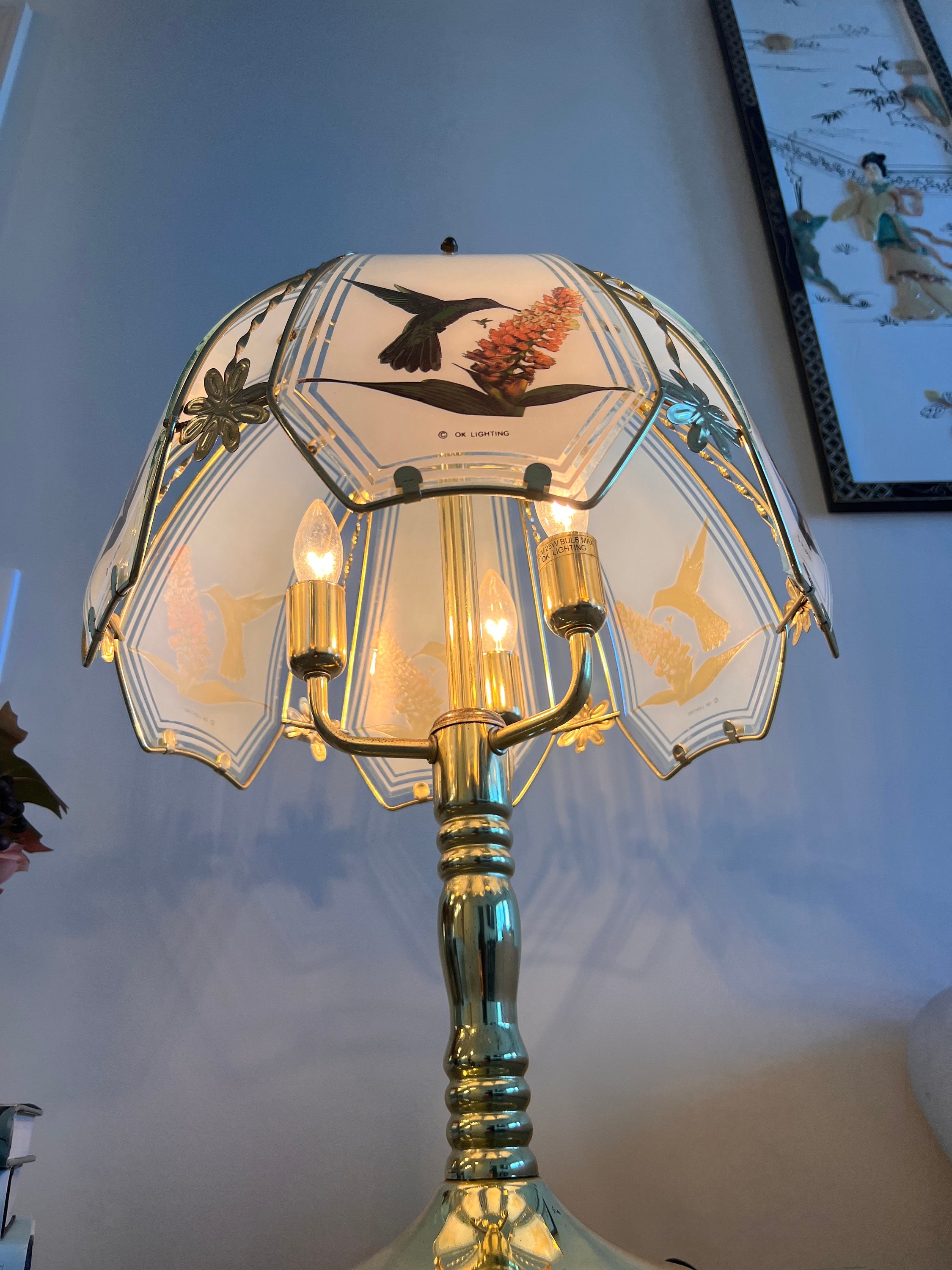 Beautiful Vintage Floral Hummingbird Accent Lamp - OK Lighting Touch ...