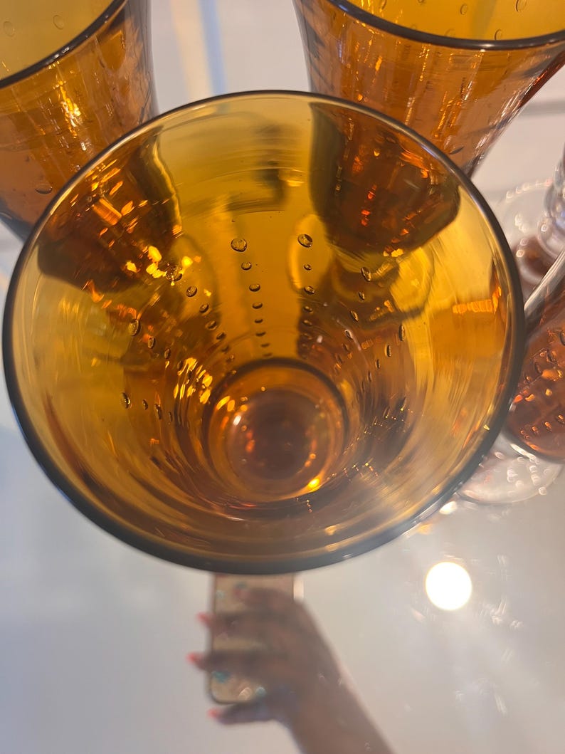 Set of 5 Vintage Amber Glass Goblets - Etsy
