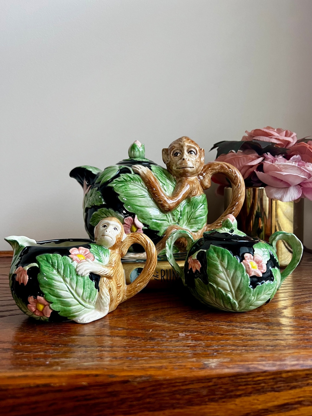 Vintage Fitz and Floyd Monkey Teapot Set 3 - Etsy