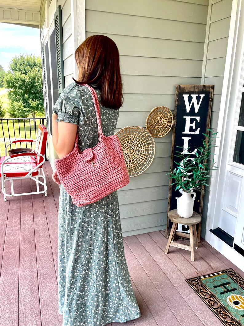 Pink Crochet Bag - Etsy