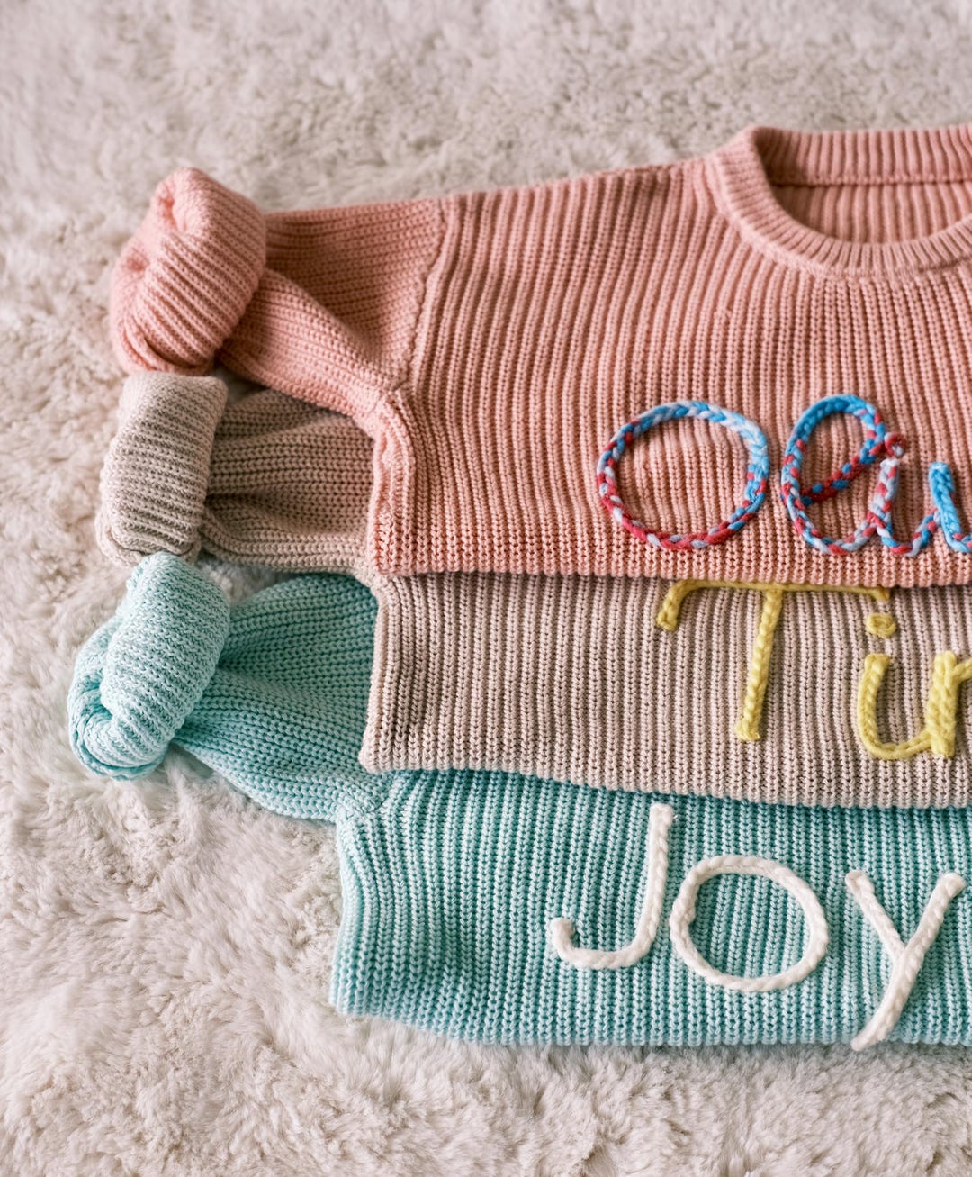 Personalized Baby Name Sweater, Embroidered Children Sweatshirt, Knit ...