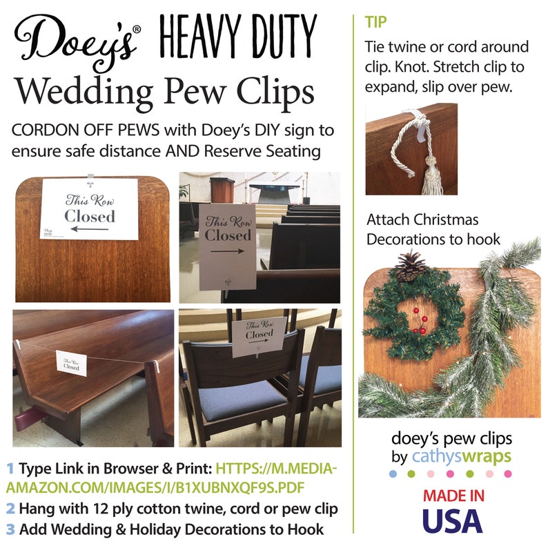 Doey's HEAVY DUTY Pew Clips Attach Elegant Wedding Aisle - Etsy