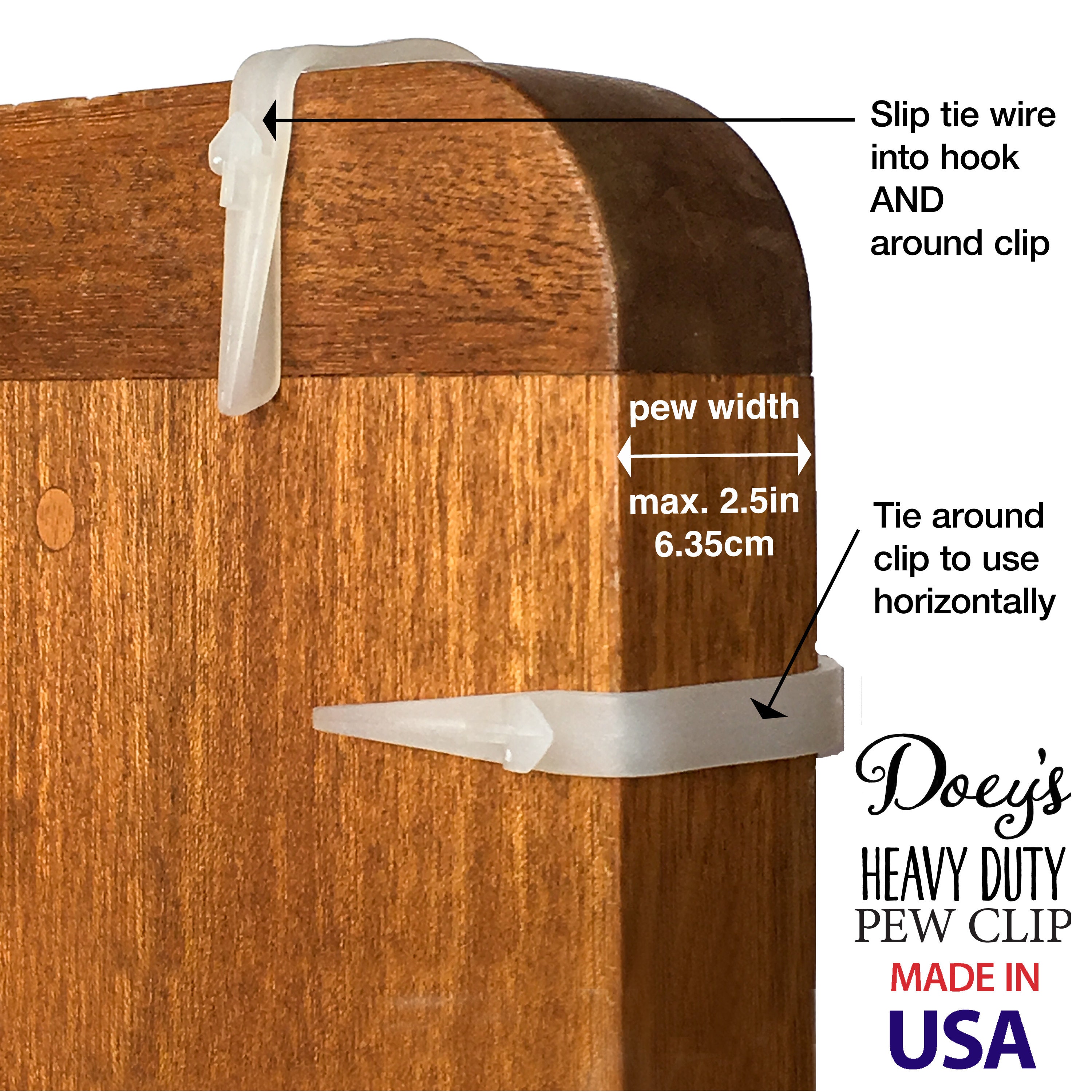 Doey's HEAVY DUTY Pew Clips Attach Elegant Wedding Aisle Decorations to ...