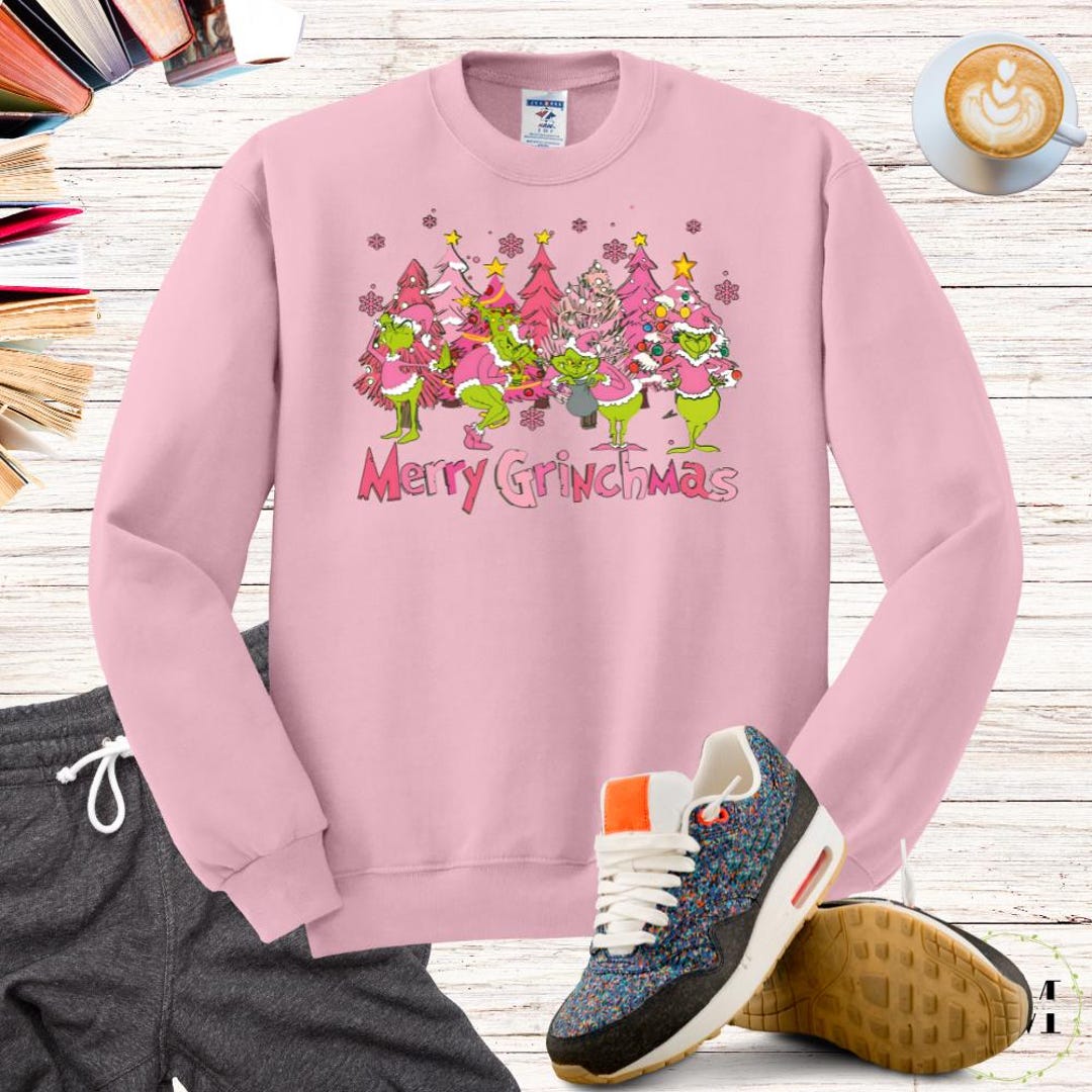 Christmas Merry Grinchmas Pink Fleece Sweatshirt Cozy Adult Sweater - Etsy