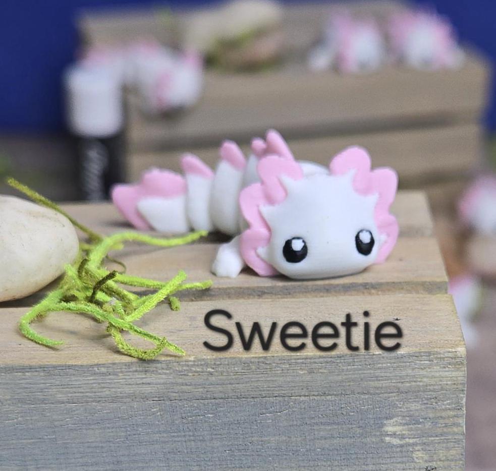 Chunky Axolotl Micro 3D Printed Articulated Sensory Desk Decoration Toy ...