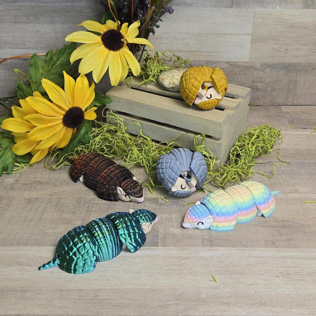 Articulated Armadillo Magnet 3D Printed Desk Toy Decoration Fidget Roly ...
