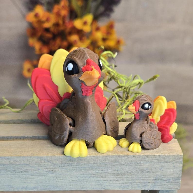 Turkey Magnet 3D Printed Articulated Holiday Desk Thanksgiving Table ...