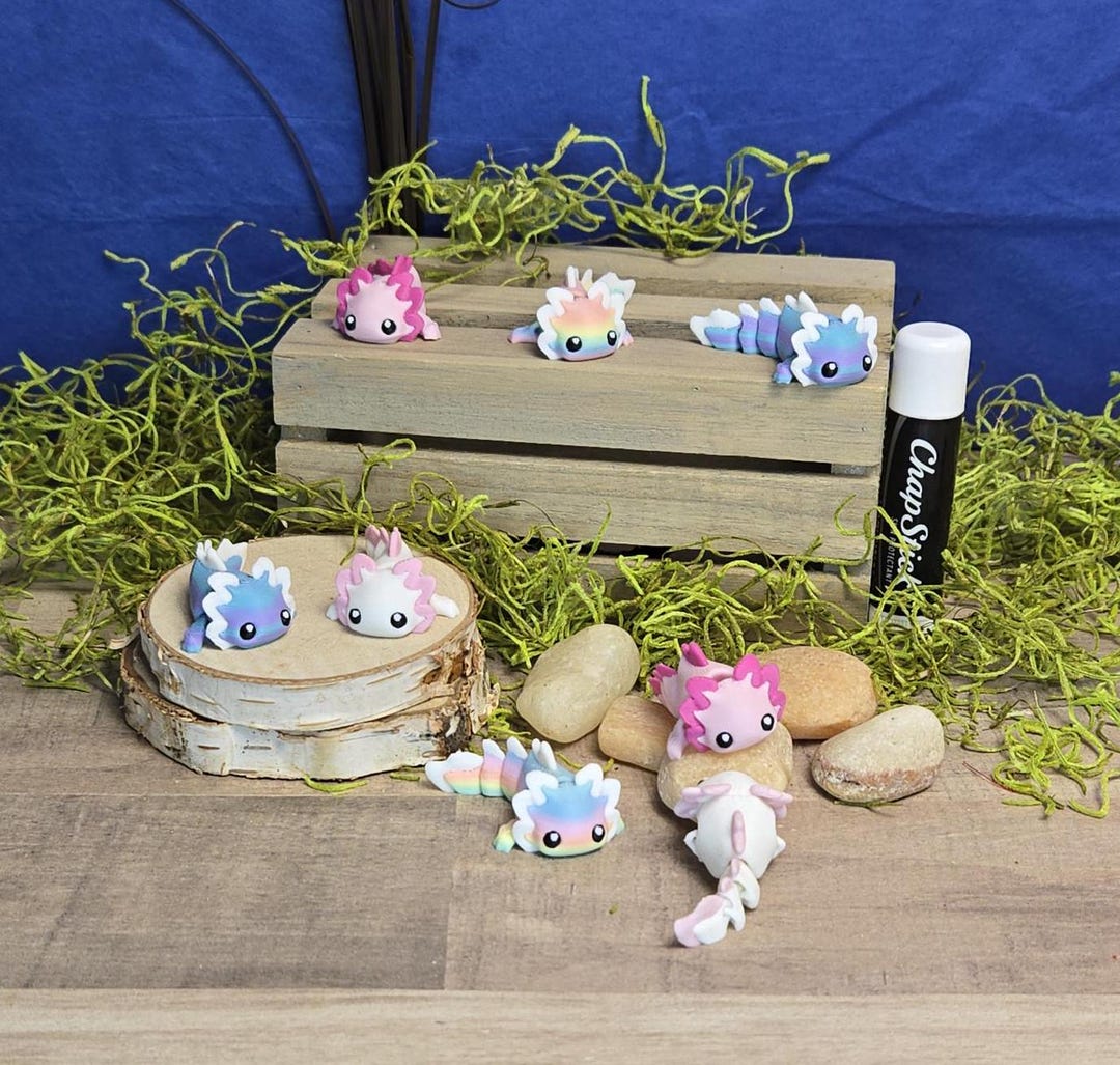 Chunky Axolotl Micro 3D Printed Articulated Sensory Desk Decoration Toy ...