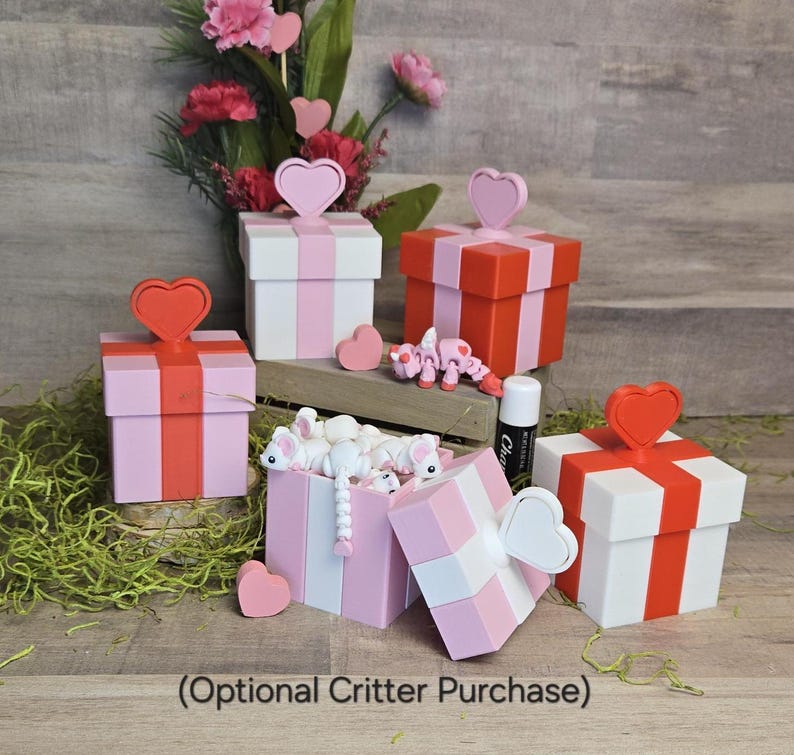 Heart Gift Box 3D Printed Choose Your Own Ribbon Color Valentines Day ...