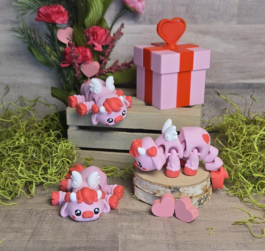 Chunky Valentine Cupid Cow Magnet 3D Printed Fidget Sensory Toy Choose ...